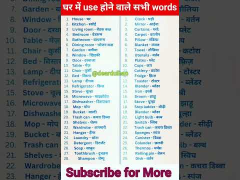 घर में Use होने वाले सभी Words 🔥| Very Important Vocabulary ✍️| #english #wordmeaning
