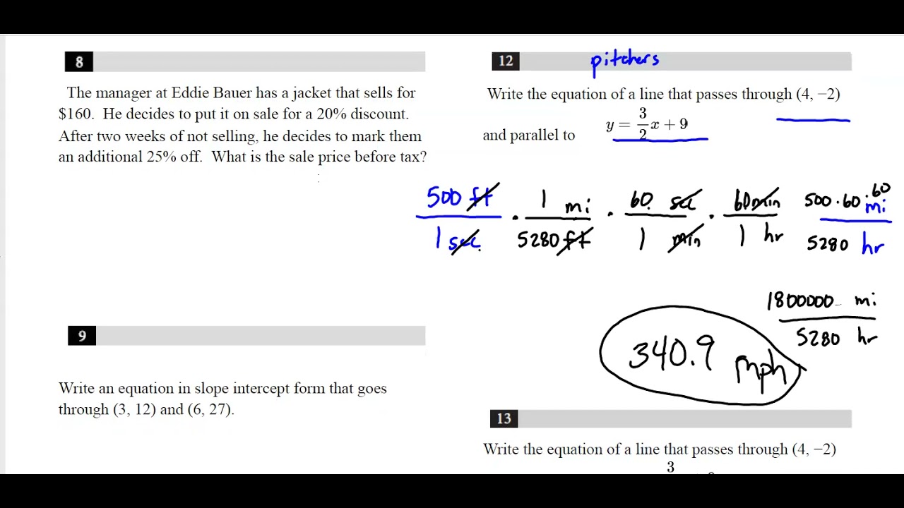 Ch  2 Test Review - Honor's Algebra 2