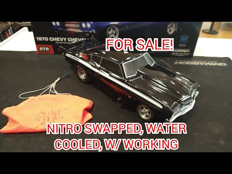 Nitro swapped mini RC drag car speed runs with parachute - for sale!