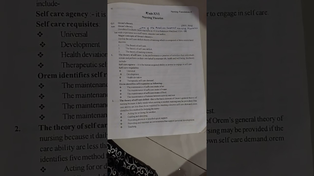 Orem,s theory ( nursing fundamental ll  )
