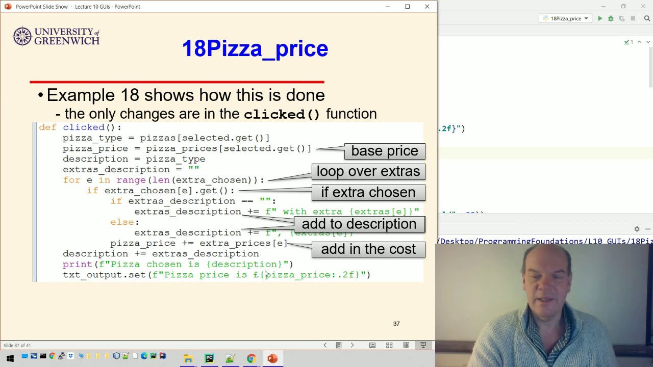 Python 10-7: GUIs - Pizza example