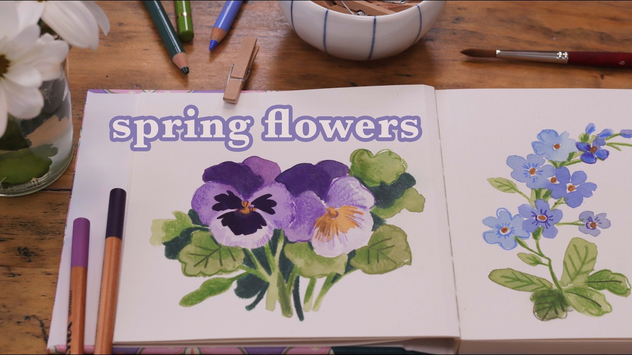 The Secret to Painting Beautiful Spring Flowers | Pansies and Forget-Me-Nots