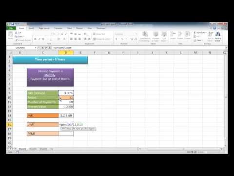Use the PMT, IPMT & PPMT Functions