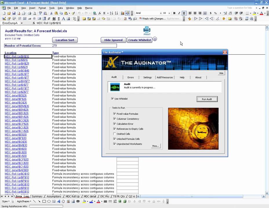 Demo of The Audinator™ spreadsheet auditing software