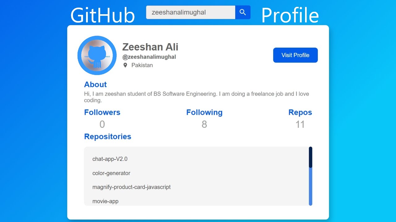 Github Profile with Html-Css-Javascript
