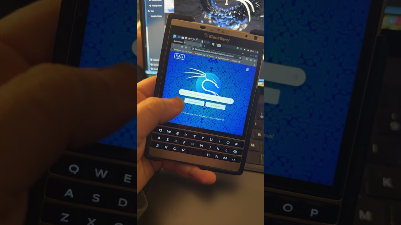 Kali Linux with the #BlackBerry passport , #cybersecurity #linux
