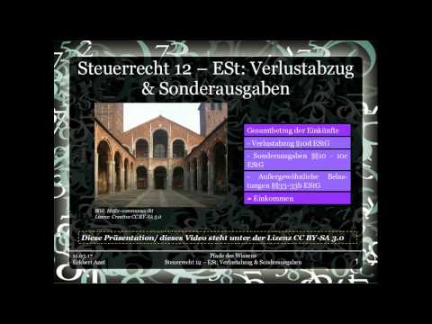 Steuerrecht 12 - ESt: Verlustabzug & Sonderausgaben