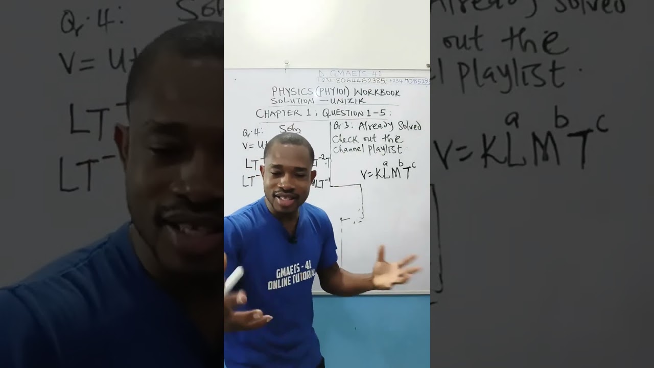 Live highlight CHAPTER 1 UNIZIK PHY 101 WORKBOOK SOLUTION