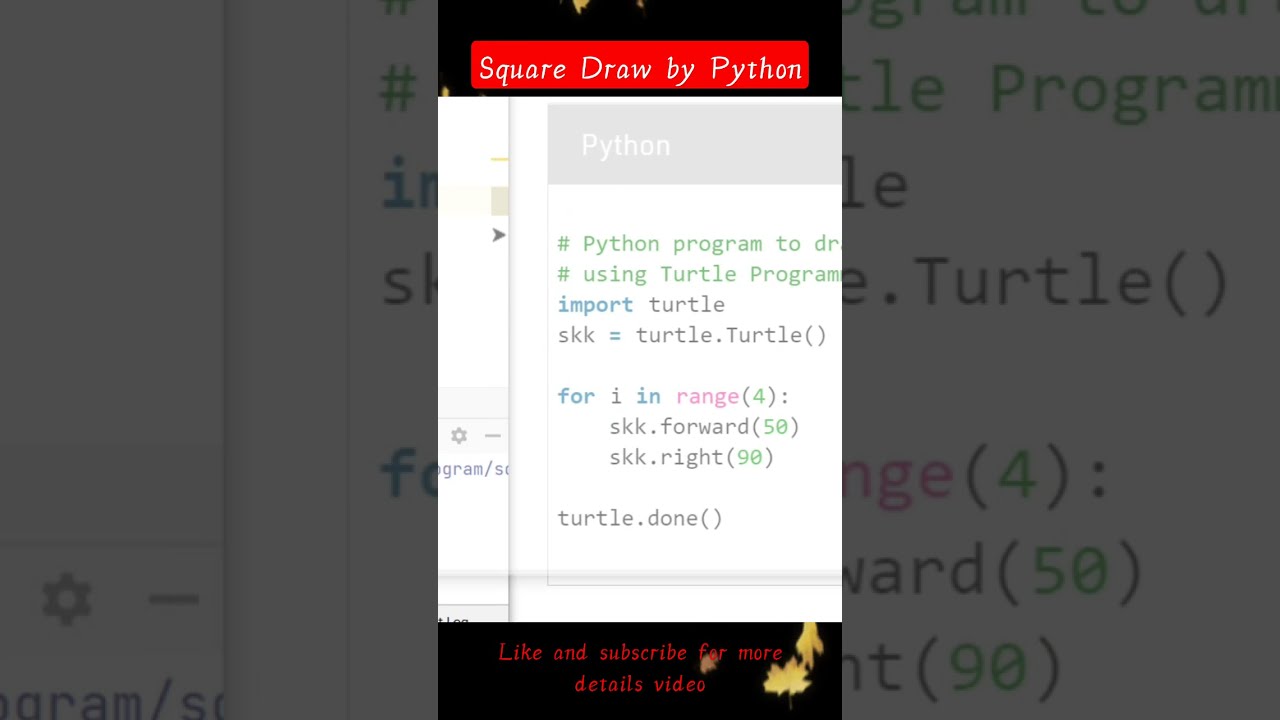Square Draw by Python Programming || Python Code using turtle