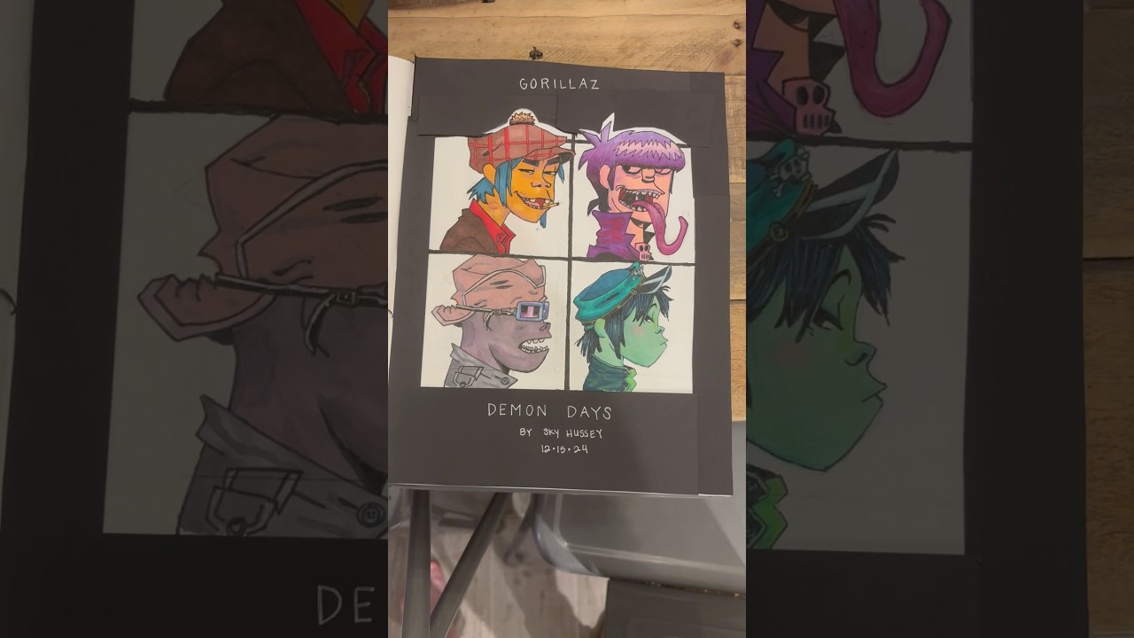 Officially completed! I love this album! Please dokt let this flop #gorillaz #art #drawing #fypシ゚