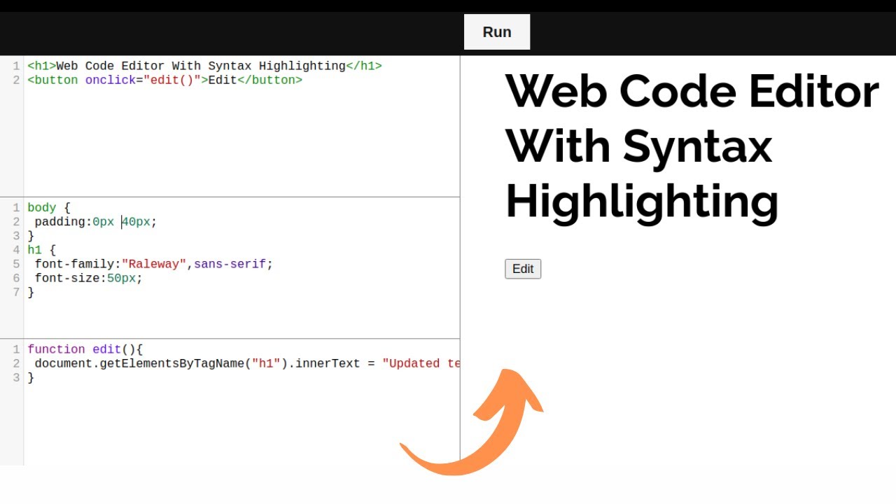 Create Your Own Code Editor With Syntax Highlighting using HTML, CSS & JavaScript