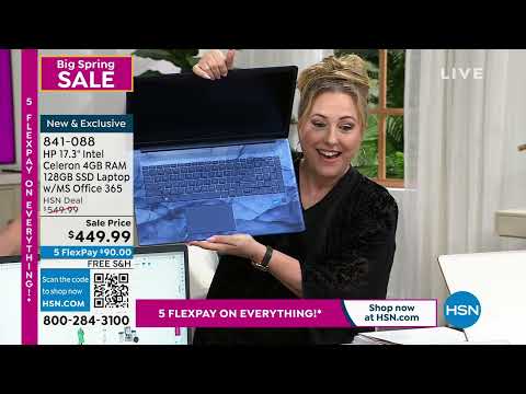 HP 17.3" Intel Celeron 4GB RAM 128GB SSD Laptop with MS ...
