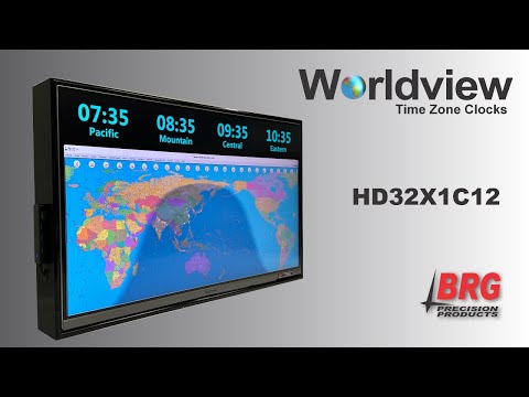 HD32X1C12 Worldview Time Zone Clock by BRG Precision Products