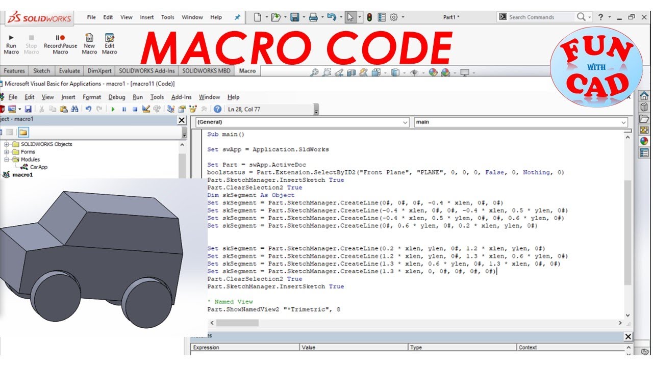 Learn to RECORD and EDIT SolidWORKS macro | SolidWORKS MACRO Code Automation | Beginner Tutorial
