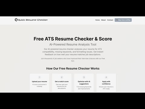 Quick Resume Checker Demo | Free ATS Resume Checker & Score
