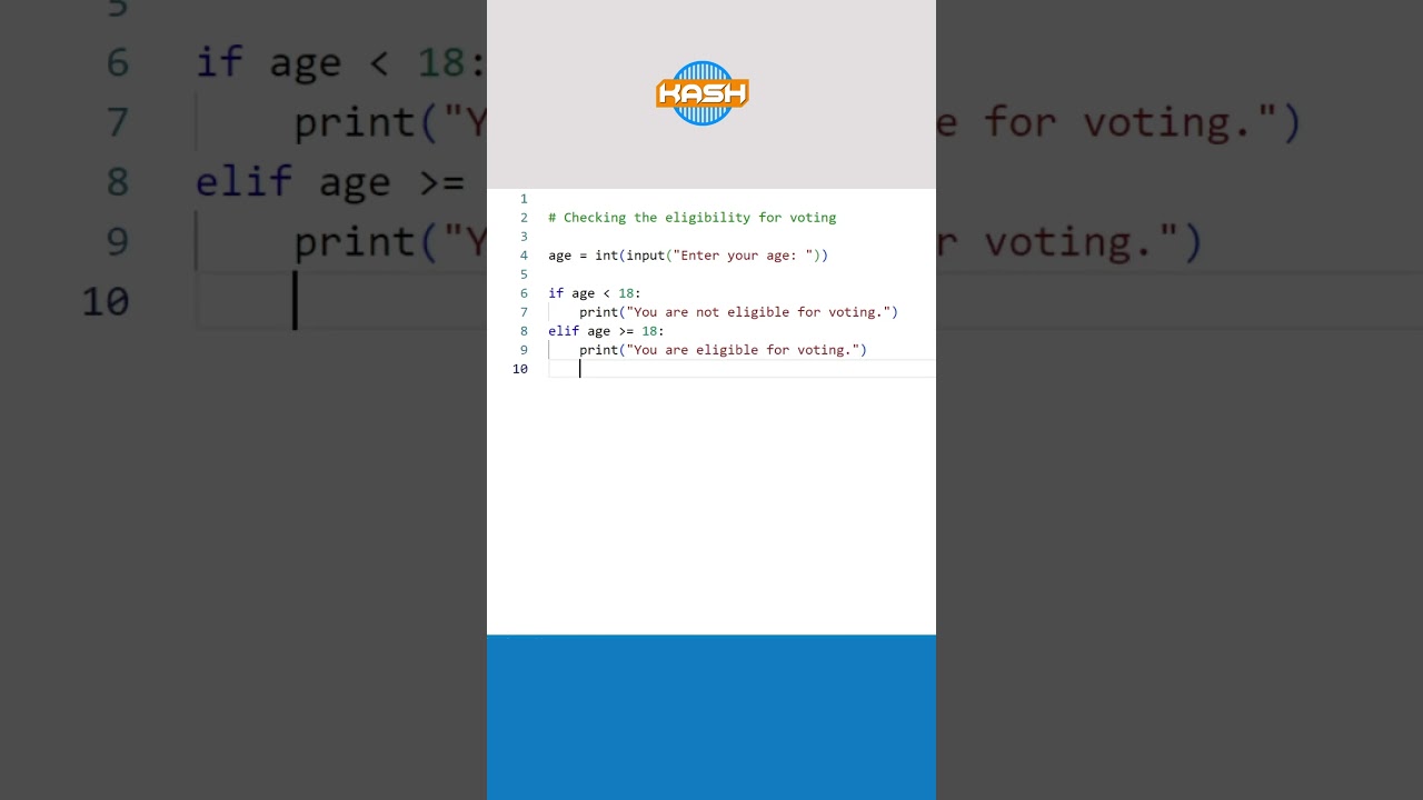 #Checking the #age #eligibility for #vote in #election #using #if-else in #Python |  #pythonprogram