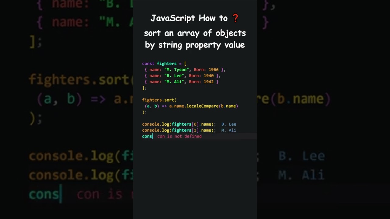 JavaScript how to ❓ sort an array of objects by string property value