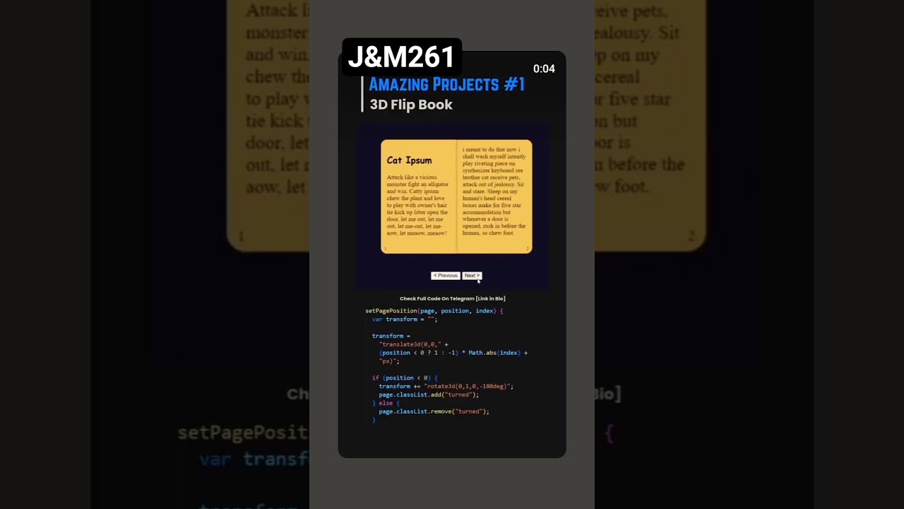 3D Flipbook Using HTML, CSS & JavaScript |Realistic Book Animation #cssanimation #uidesignlearning
