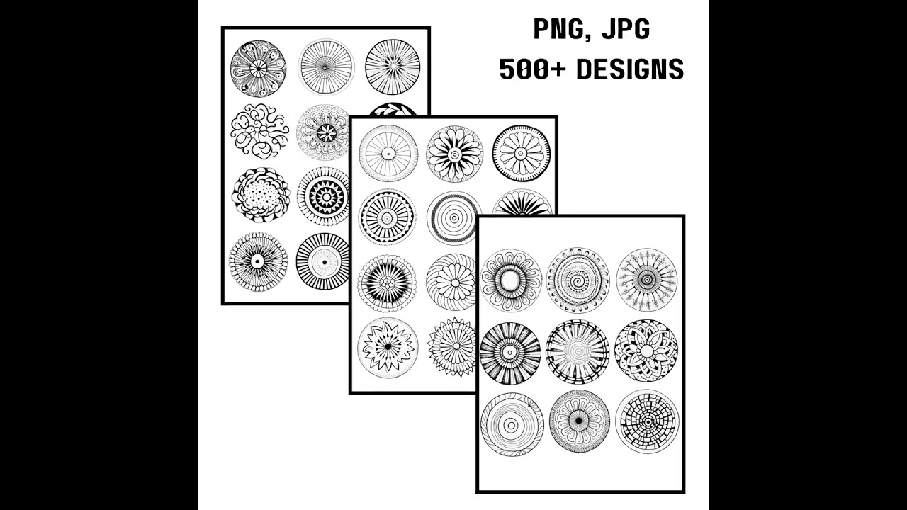 Beginner Mandala Practice Sheets | Printable Zentangle & Doodle Templates (PDF JPG)