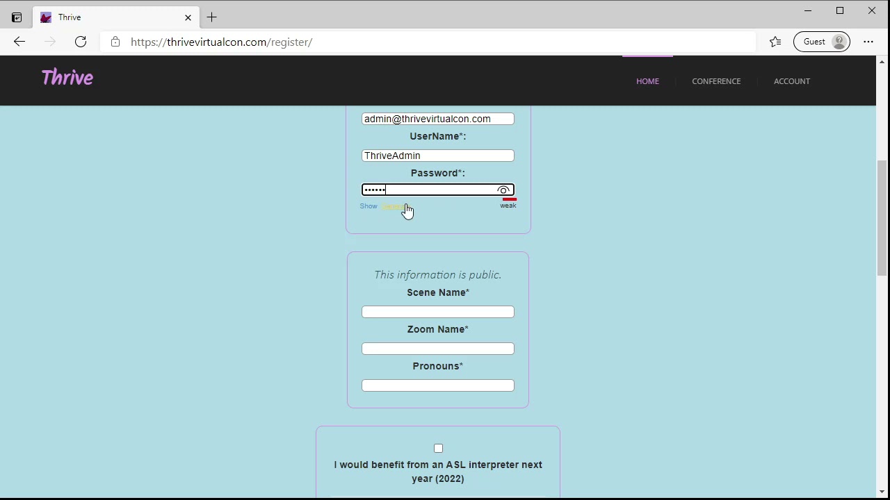 2 - Thrive - Registration