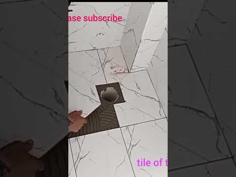 how to quickly cut & install tile around shower floor drain #shortsfeed