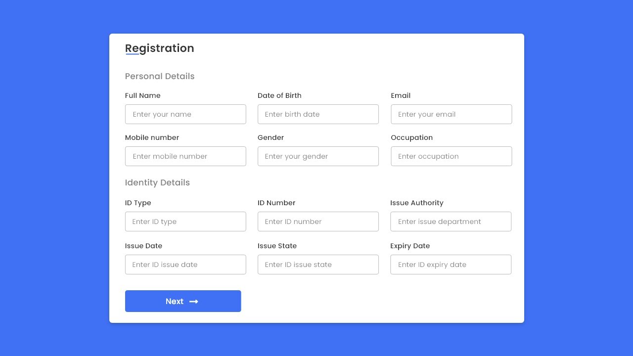 Responsive Registration Form in HTML CSS & JavaScript