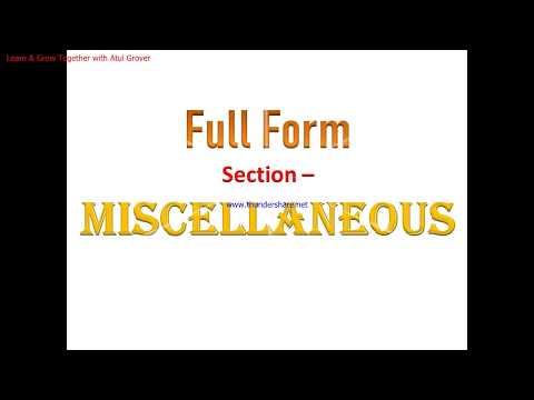 Full Form : Miscellaneous COB, EOD, IPO, KYC, MICR, NIFTY, SENSEX, NASDAQ, SIP, TAN, TIN, VAT