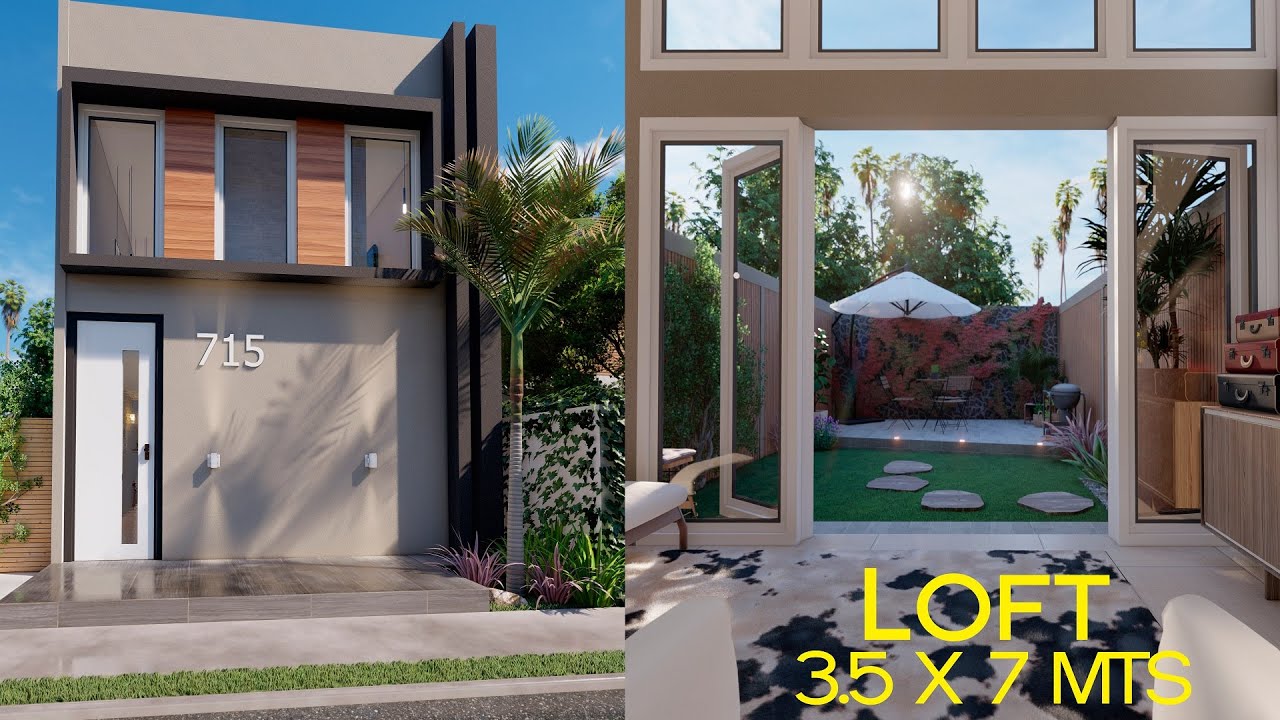 Casa pequeña 3.5x7 metros | Plano de Loft Moderno