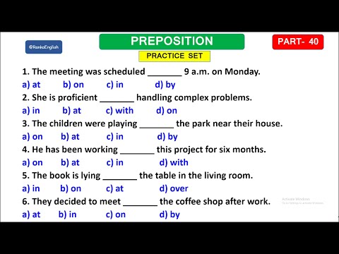 Preposition objective questions | Preposition in English grammar | Prepositions practice Exercise 40