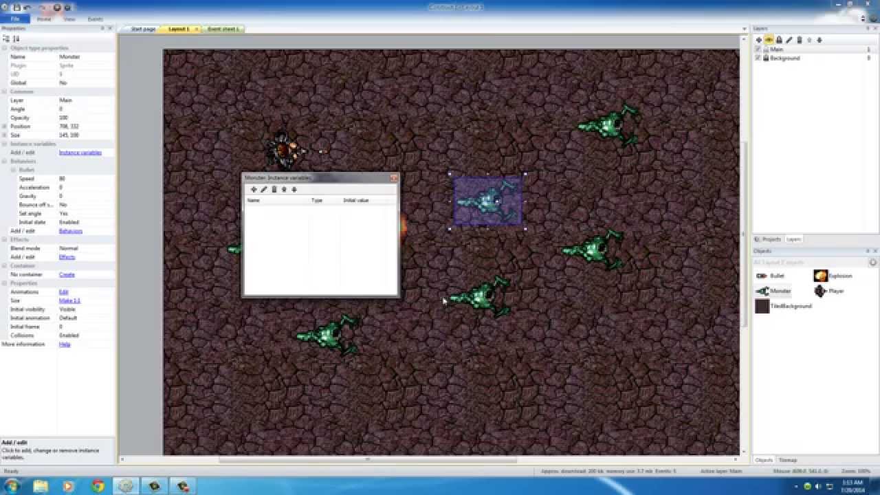 Game Development w/ Construct 2 Tutorial - 12 - Giving Monsters Health with Instance Variables