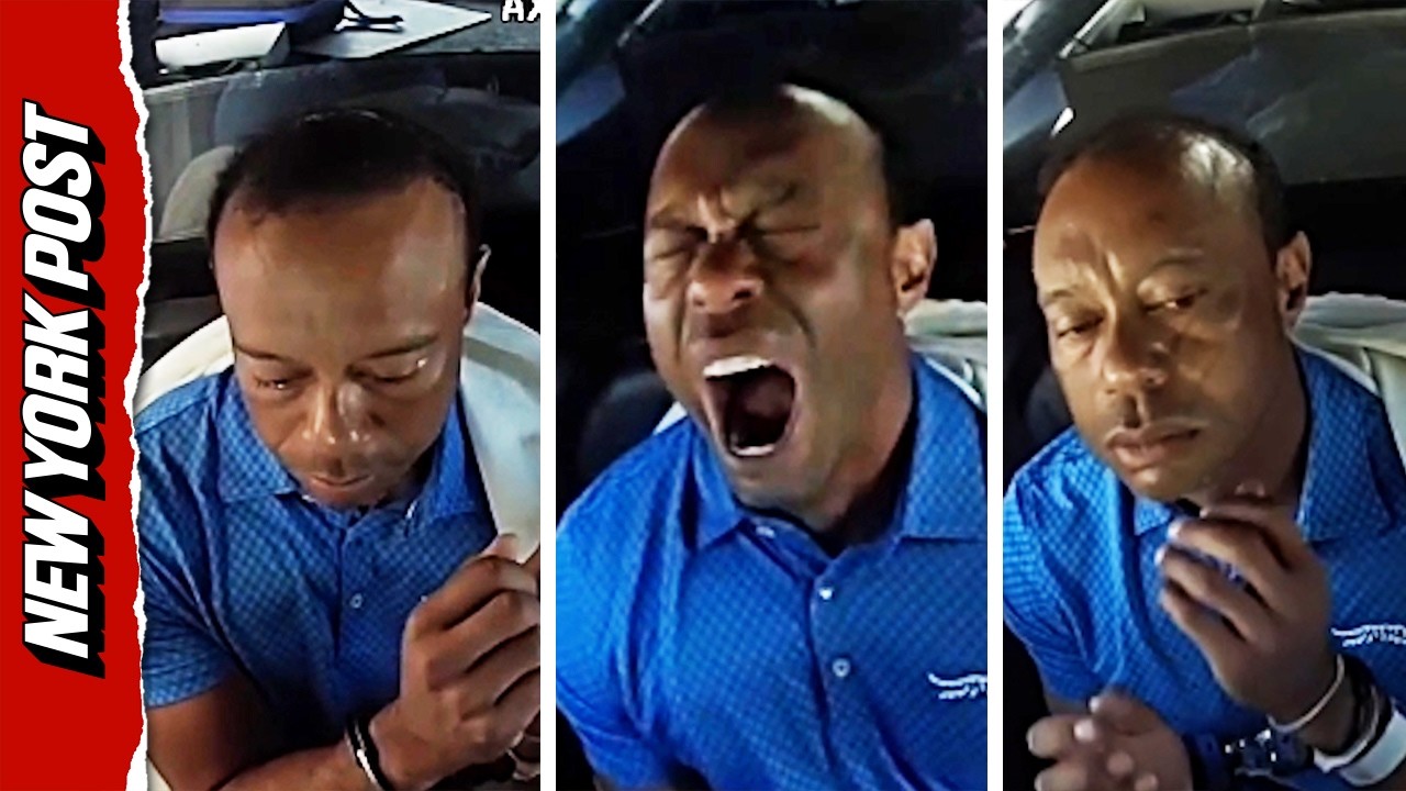 Tiger Woods Yawning and Hiccuping in Cop Car After Rollover Crash: Full Body Cam
