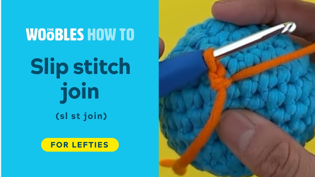 Left-handed crochet: How to do a slip stitch join (crochet)