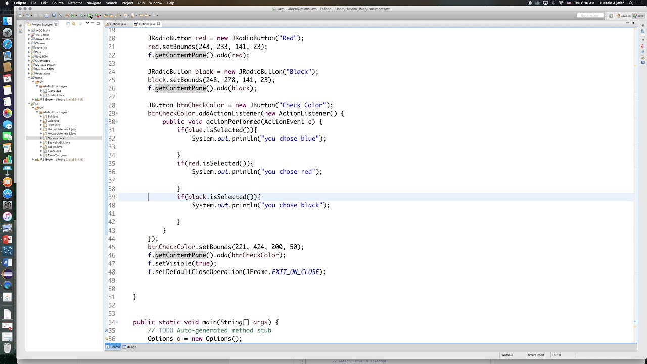 Java: GUI - RadioButtons