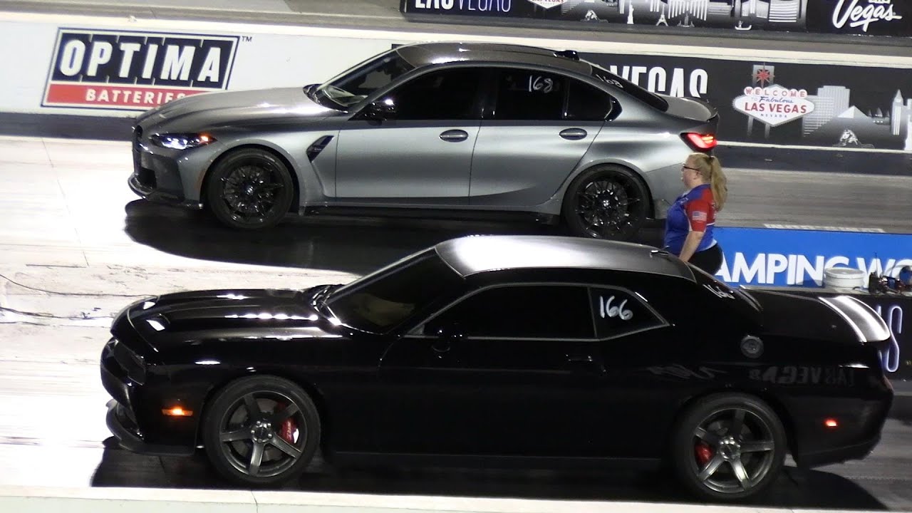 Dodge Hellcat Races BMW M3 in Vegas Proving That Gas Is Still King ...