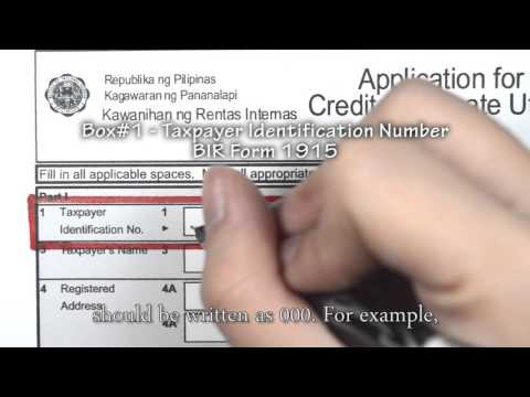 Box#1 - Taxpayer Identification Number, BIR Form 1915