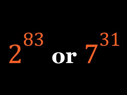 Comparing 2^83 and 7^31