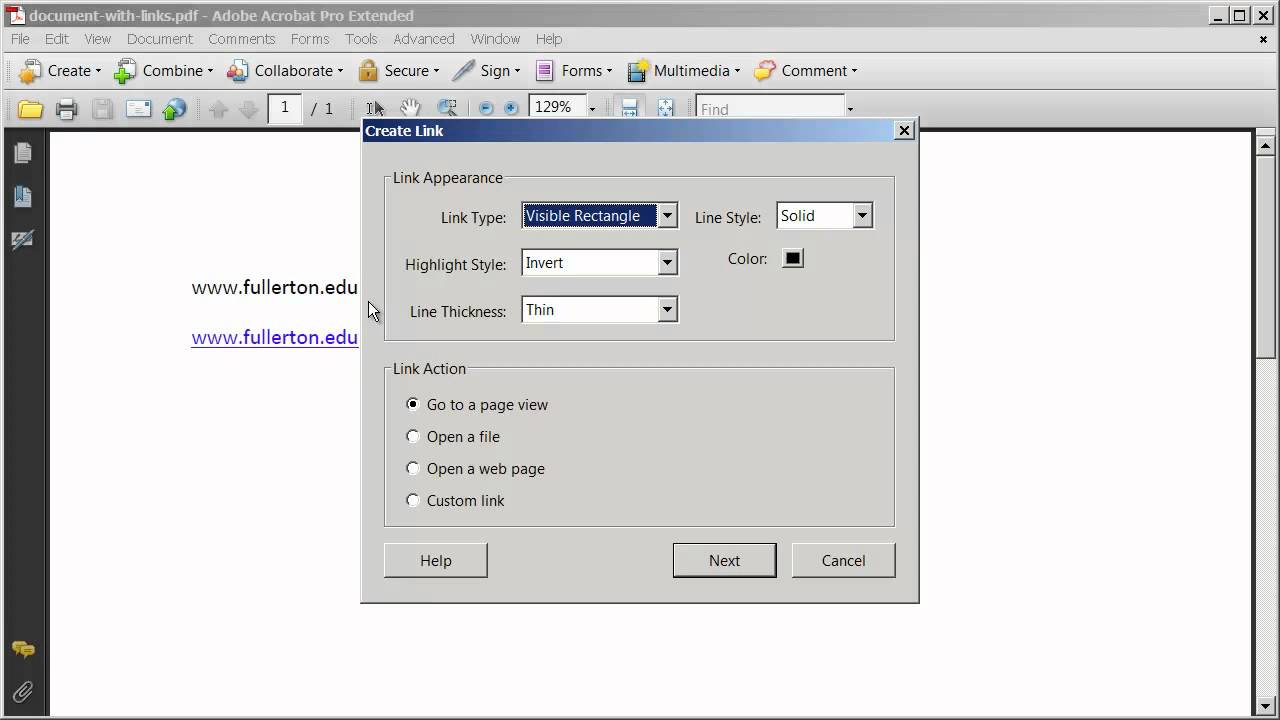 Creating Working Links In A PDF Document