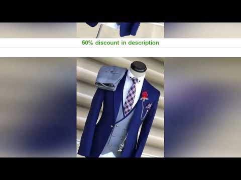 #Business Suits for Men Wedding Groom Notch Lapel Double Breasted Vest Men Dress Costume Homme Pro