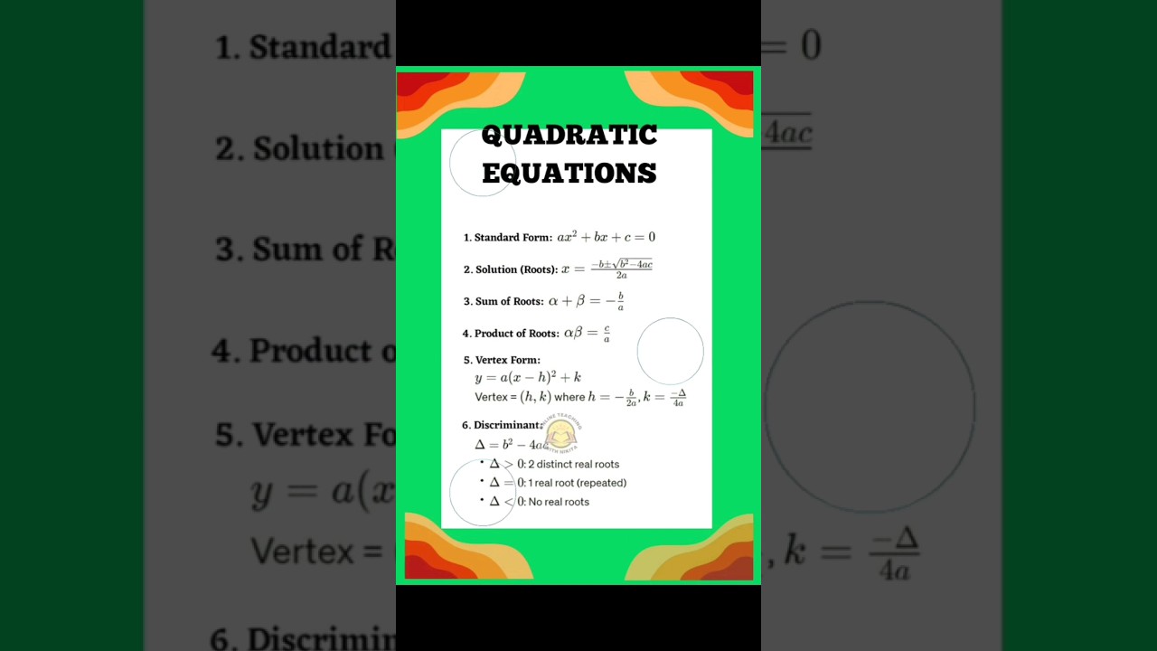 Quadratic Equations| Quadratic Formula #quadraticequation #maths #mathematics #formula