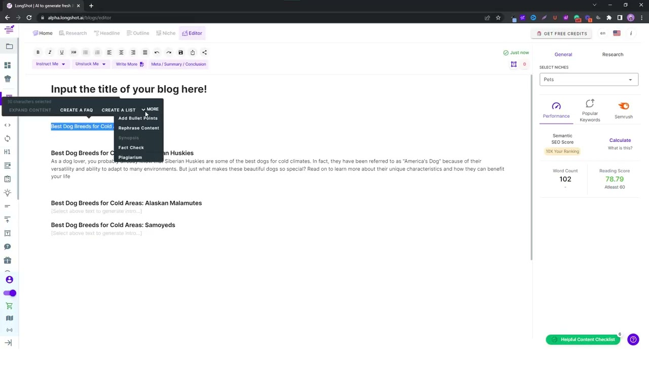 LongShot's Bullet Points Generator To Create Eye-Catching Bullet Points Instantly