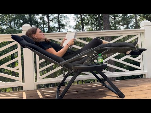 Oversized Zero Gravity Chair - 33 in wide Outdoor Patio Reclining Chair with Cushion