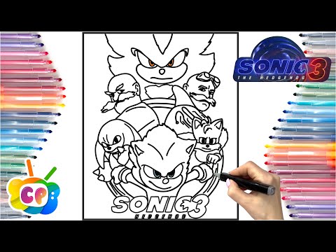 Sonic 3 coloring pages movie / Sonic 3 movie official trailer / how to draw Sonic 3