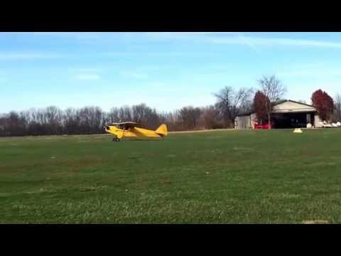 Piper J-3 departing Waynesville, OH. Red Stewart Airfield 11/20/15