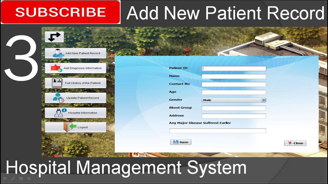 3. Hospital Management System in java - Add New Patient Record Page(JFrame, Mysql Database,Netbeans)