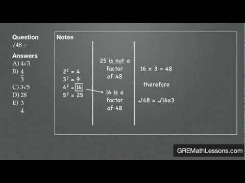 GRE Math Lesson #3: Simplifying Square Roots the Easy Way