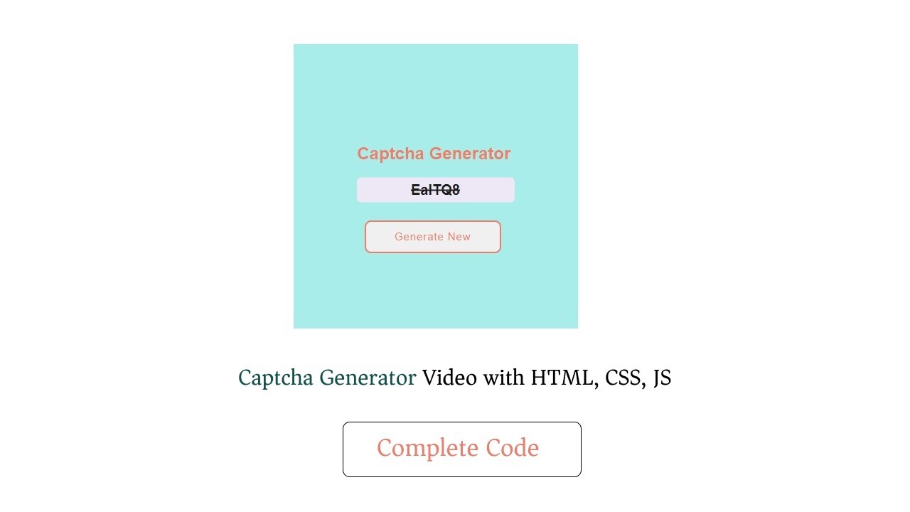 Captcha Generator Video with HTML, CSS, JS || Complete code