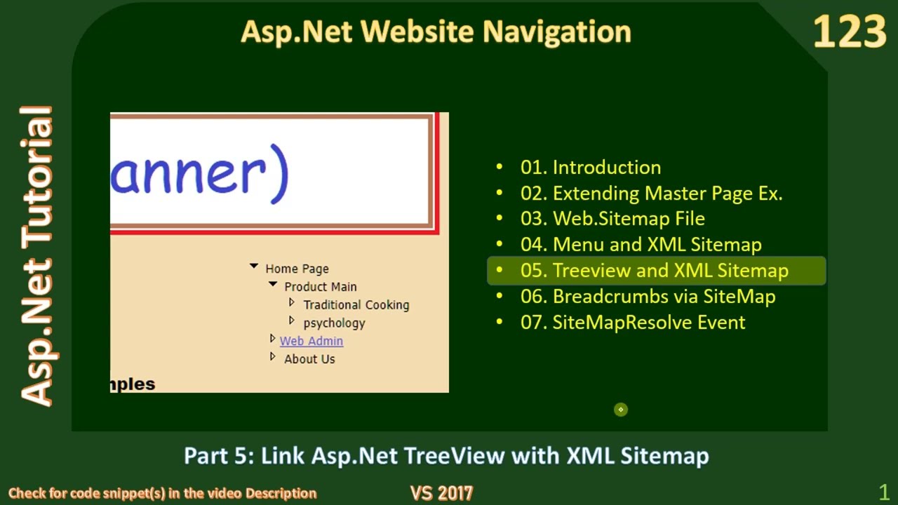 Website Navigation | Part 5 - TreeView & XML Sitemap | Asp Net Tutorial #123