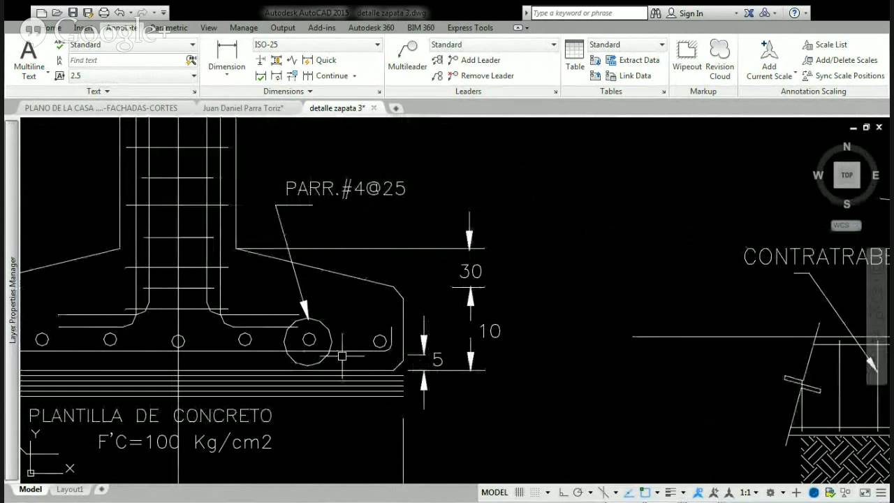 ZAPATA Y CONTRA TRABE,DETALLE EN .DWG GRATIS !!