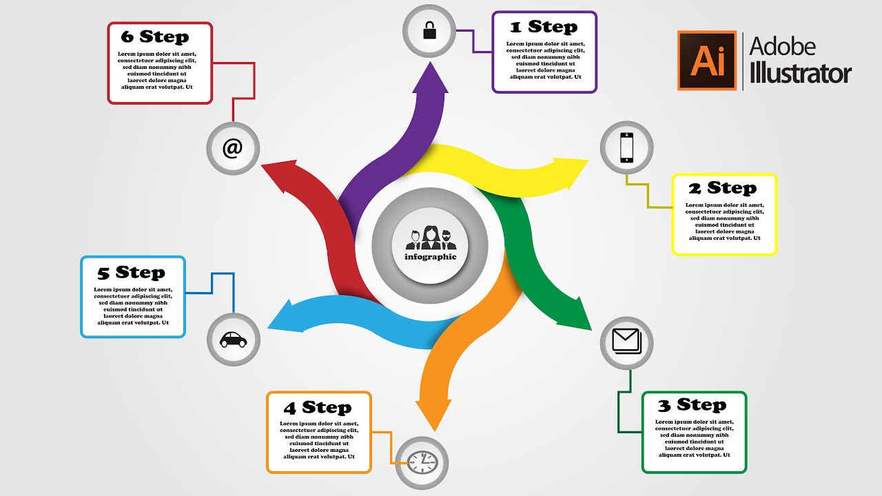 6Step circle infographics   adobe illustrator tutorial