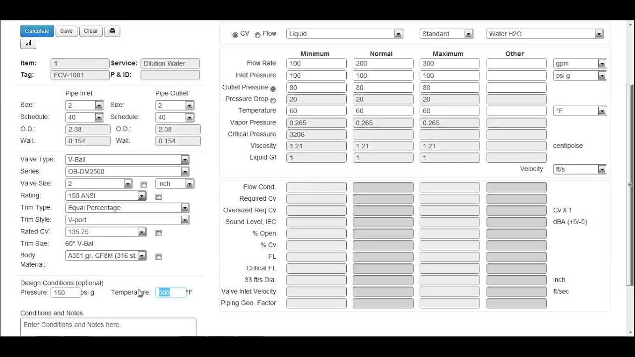 Valve Sizing For Liquids Tutorial